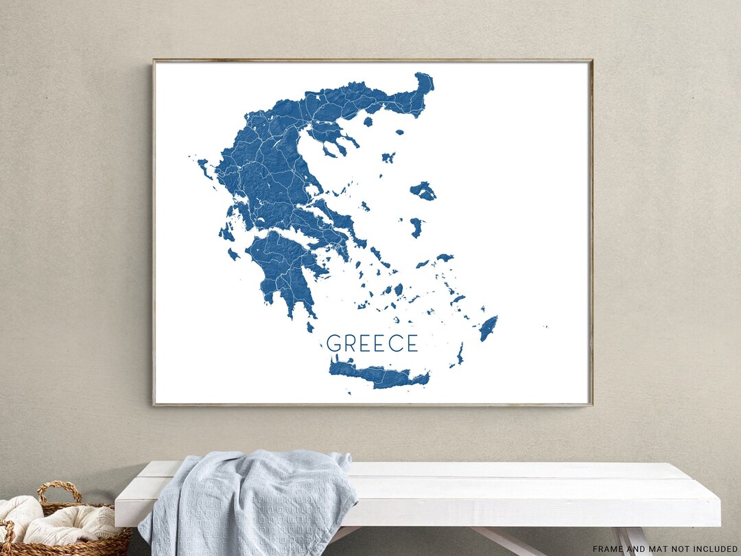 Greece Map of Greece and Islands, Greece Art Print, Greek Wall Art ...