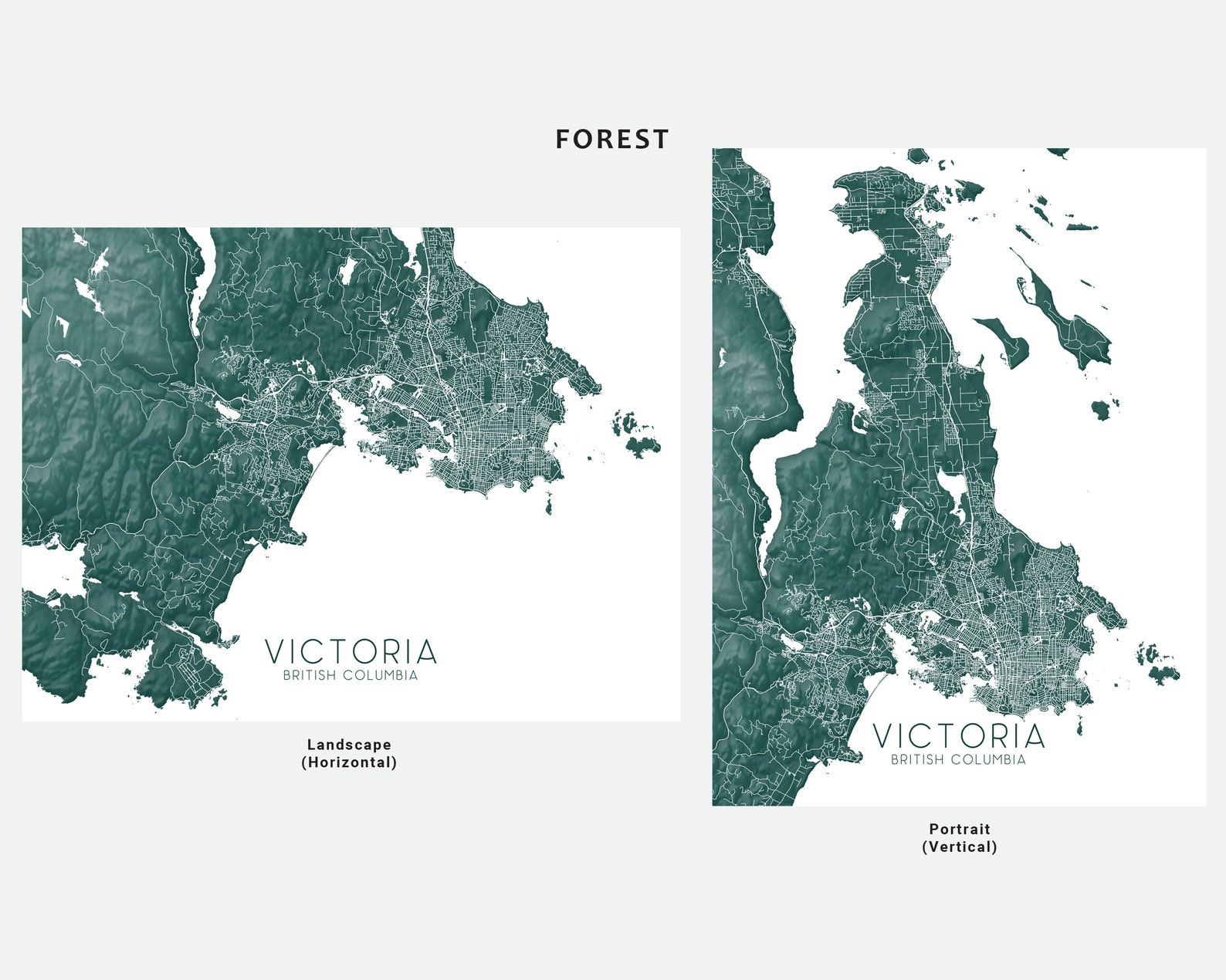 Victoria BC City Map Wall Art Print, Topographic Landscape Poster - Etsy