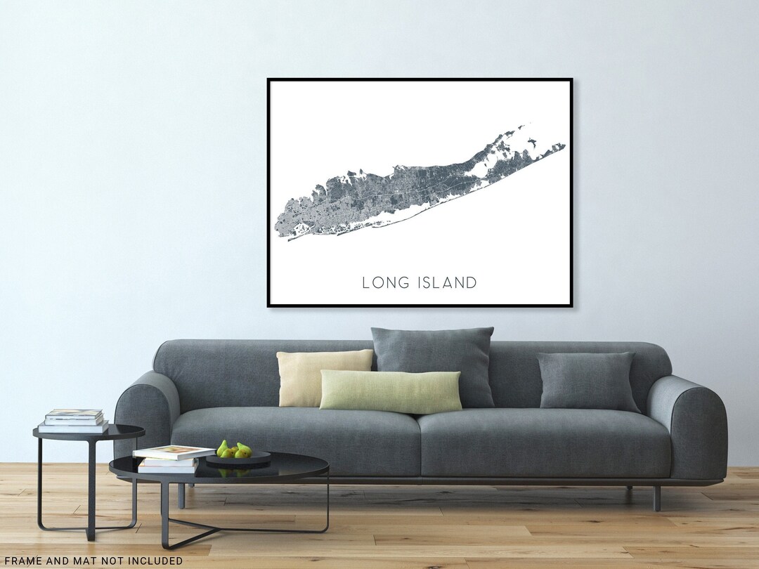 Long Island Map Art Print, Long Island Wall Art Prints, Map of Long ...