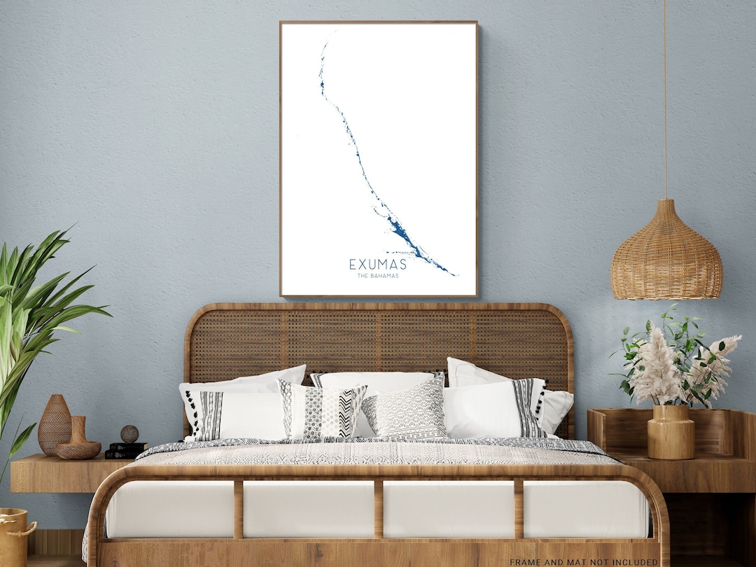 Exuma Bahamas Map of the Exumas Islands, the Bahamas Art Print for Home ...