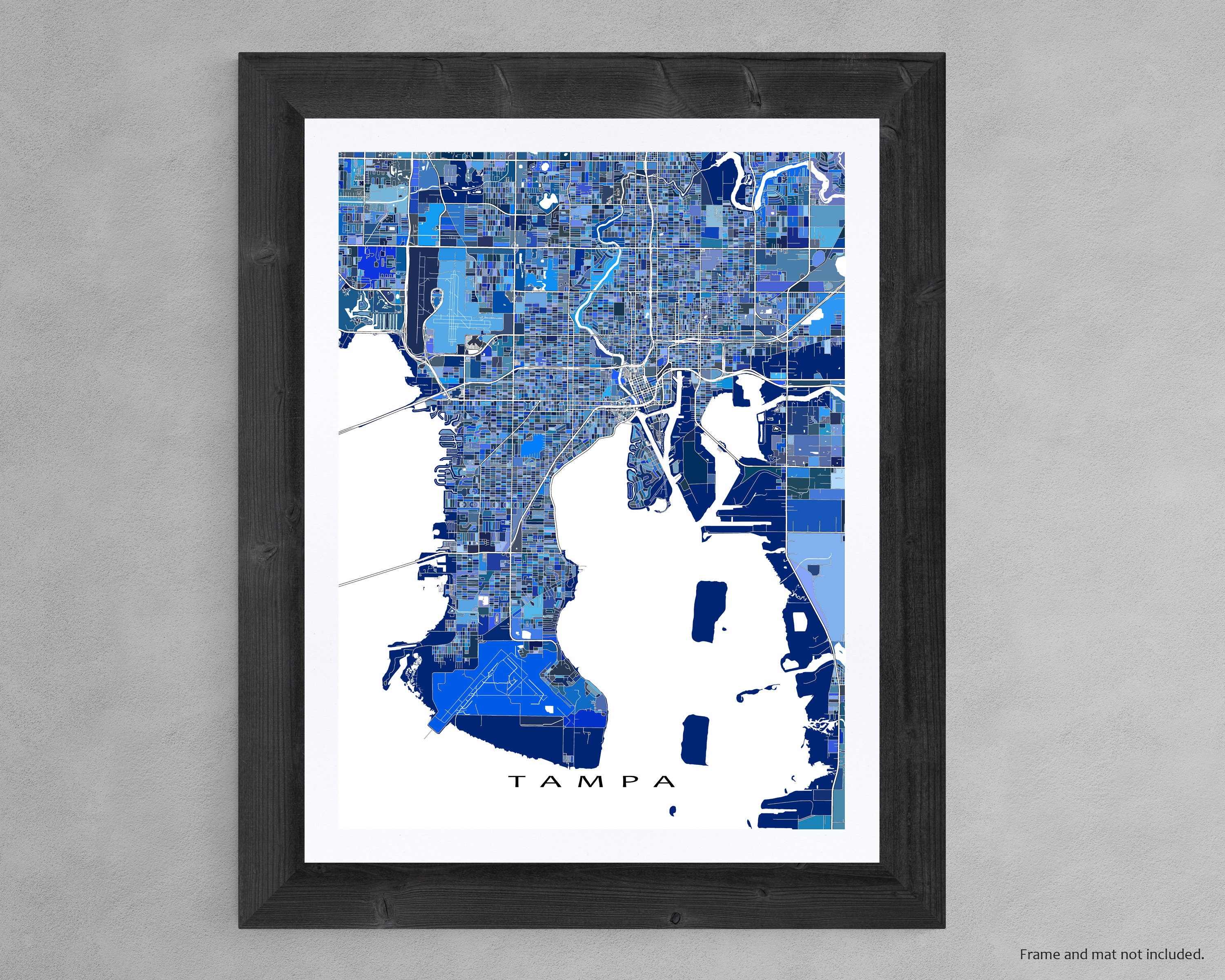 Tampa Map Print Tampa Bay Map Poster Blue Geometric Tampa - Etsy