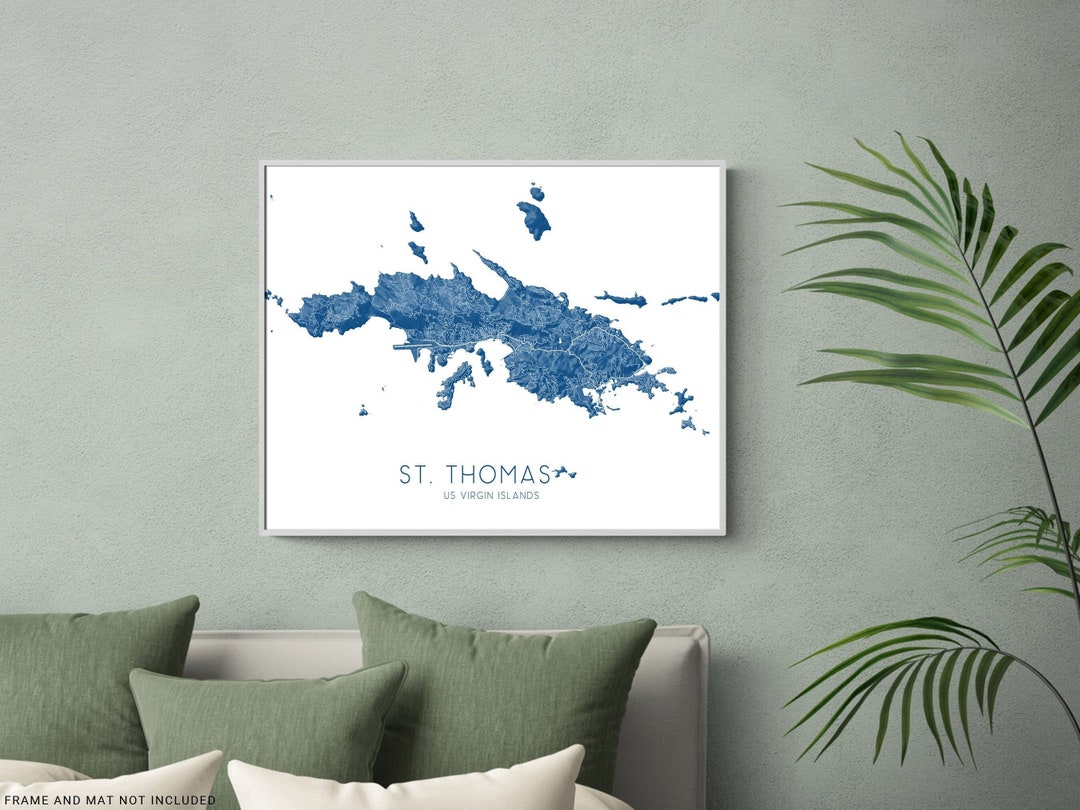 St Thomas Map of Saint Thomas US Virgin Islands Wall Art Print, 3D ...