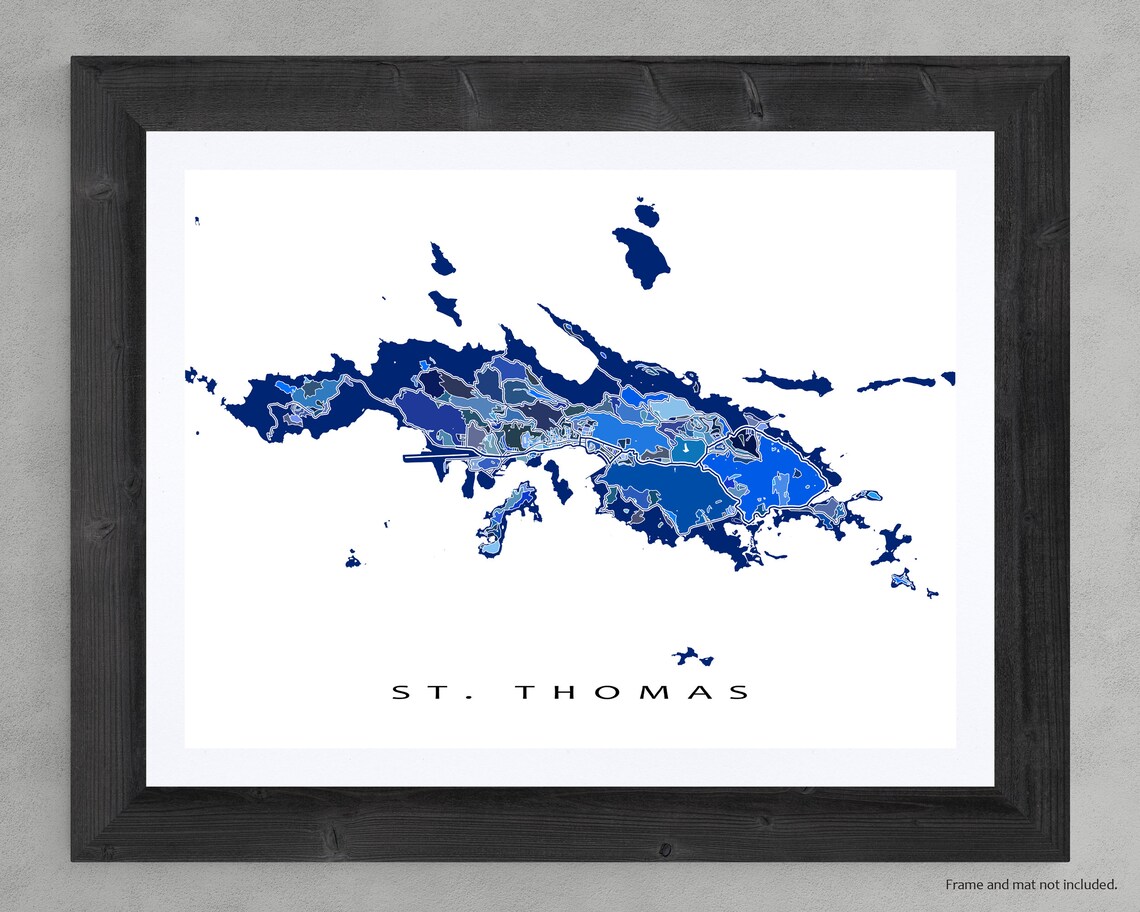 St. Thomas Map of St Thomas USVI Maps Geometric Blue St. | Etsy