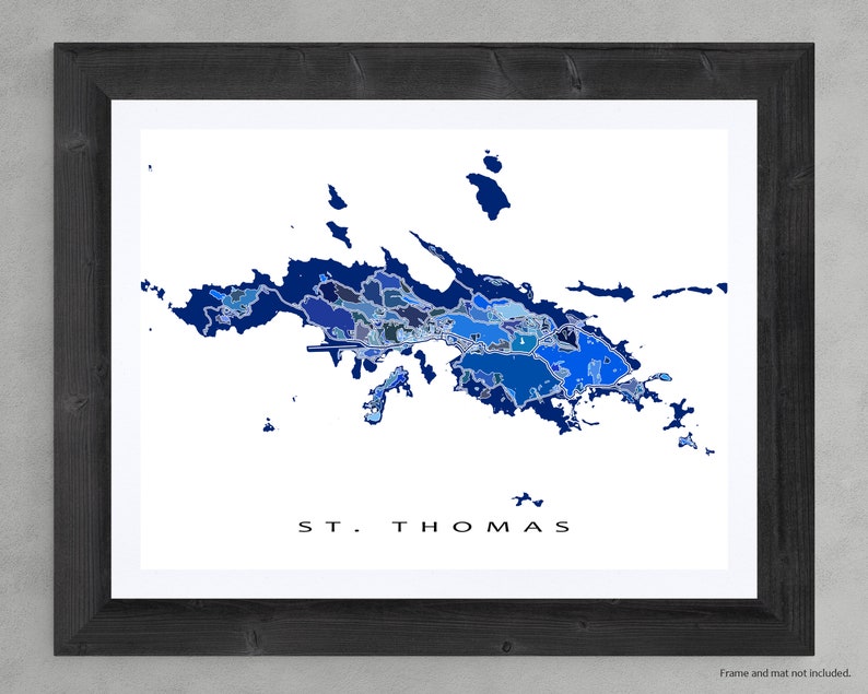 St. Thomas Map of St Thomas USVI Maps Geometric Blue St. | Etsy