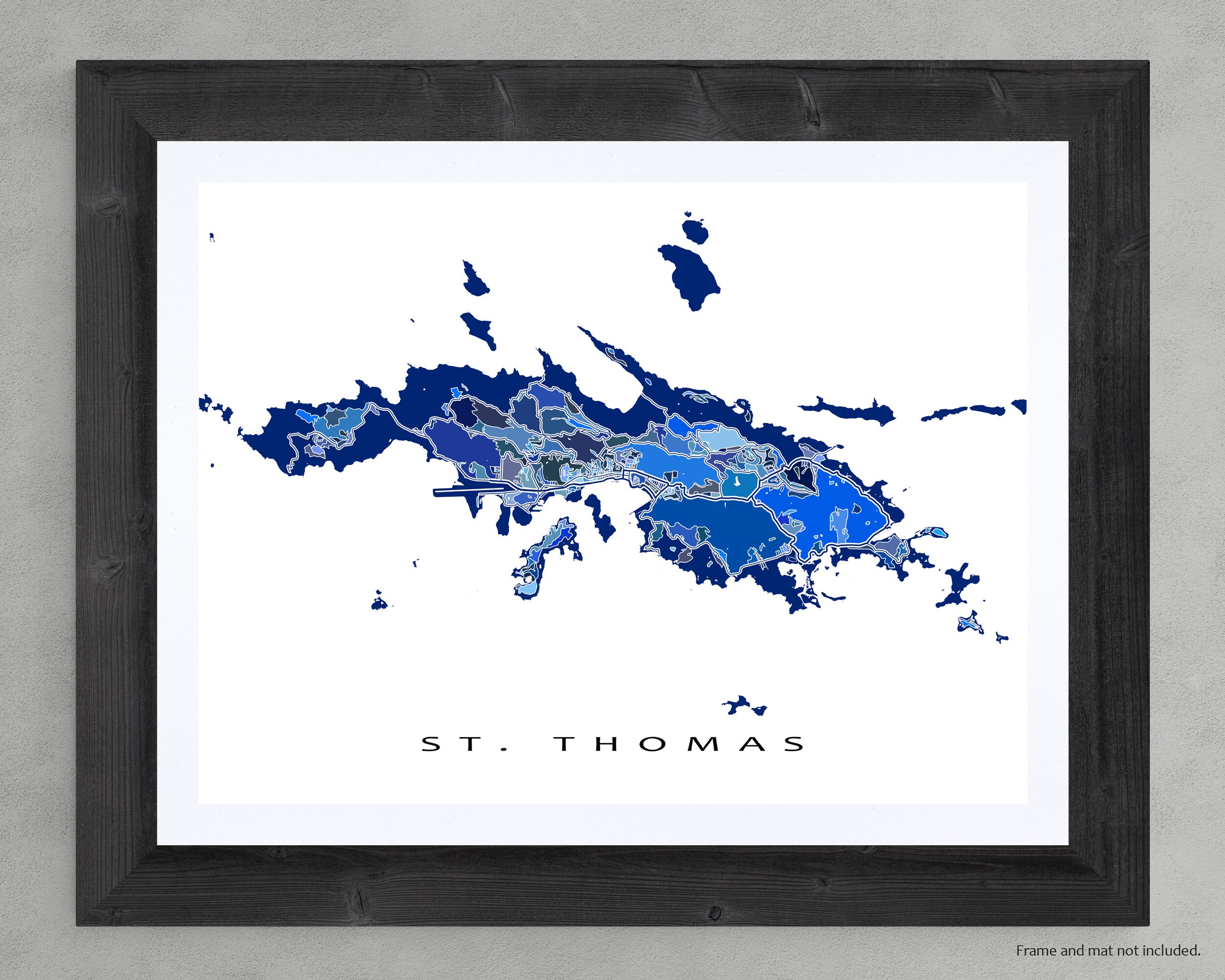 St. Thomas Map of St Thomas USVI Maps Geometric Blue St. | Etsy