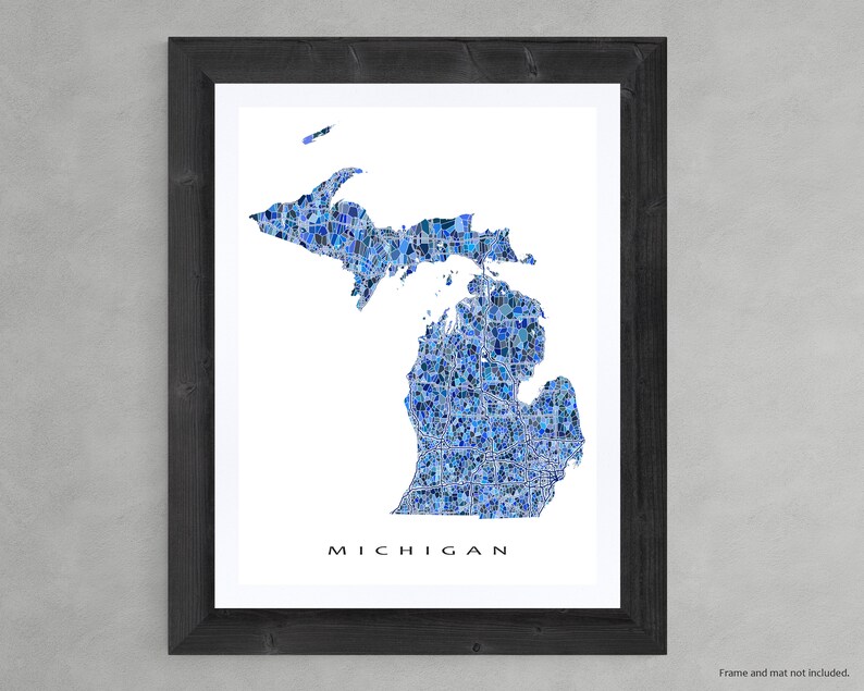 Michigan Map Prints Michigan State Maps Map of Michigan - Etsy