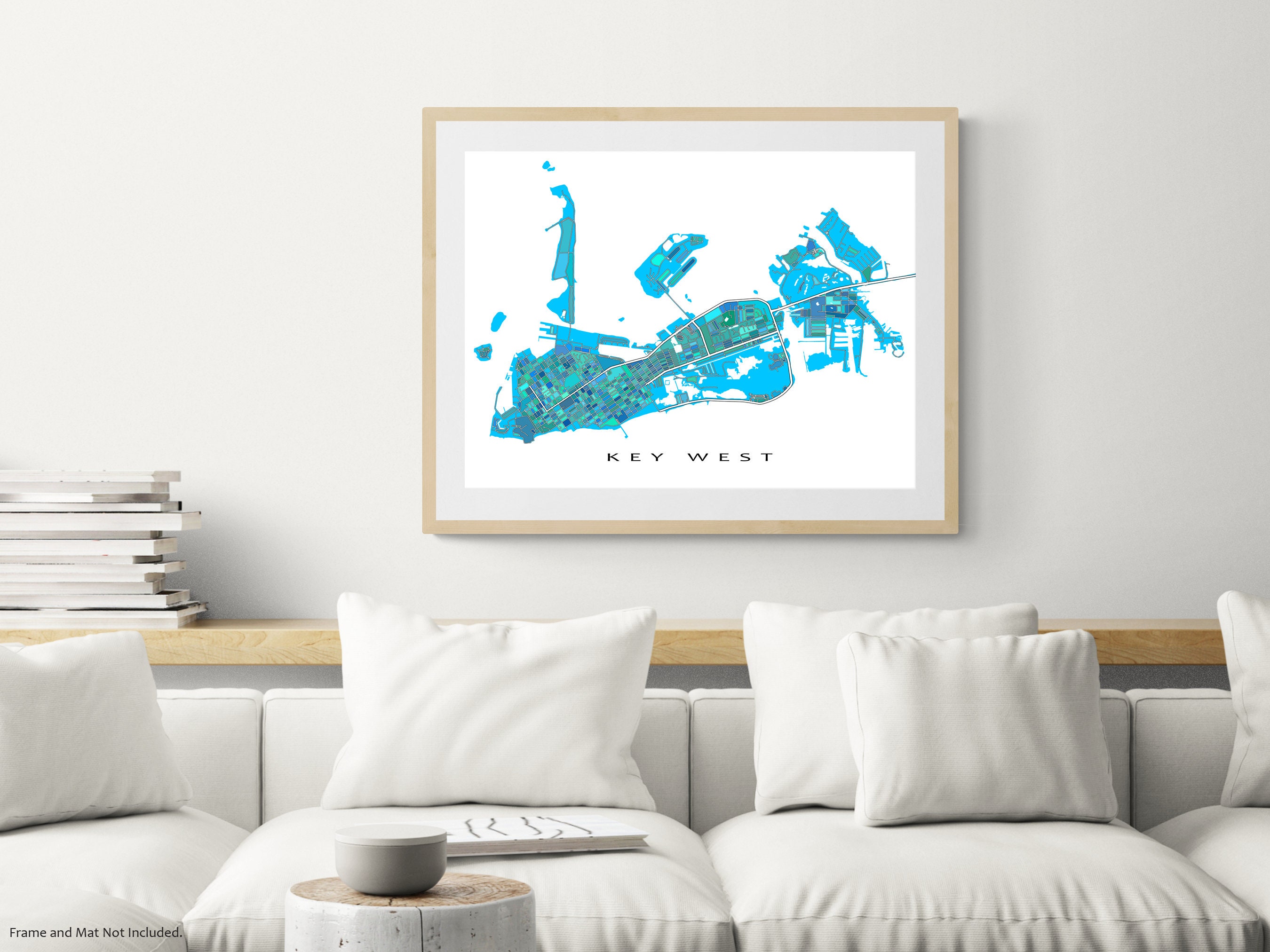 Key West Map Poster Key West Wall Art Print Light Blue - Etsy