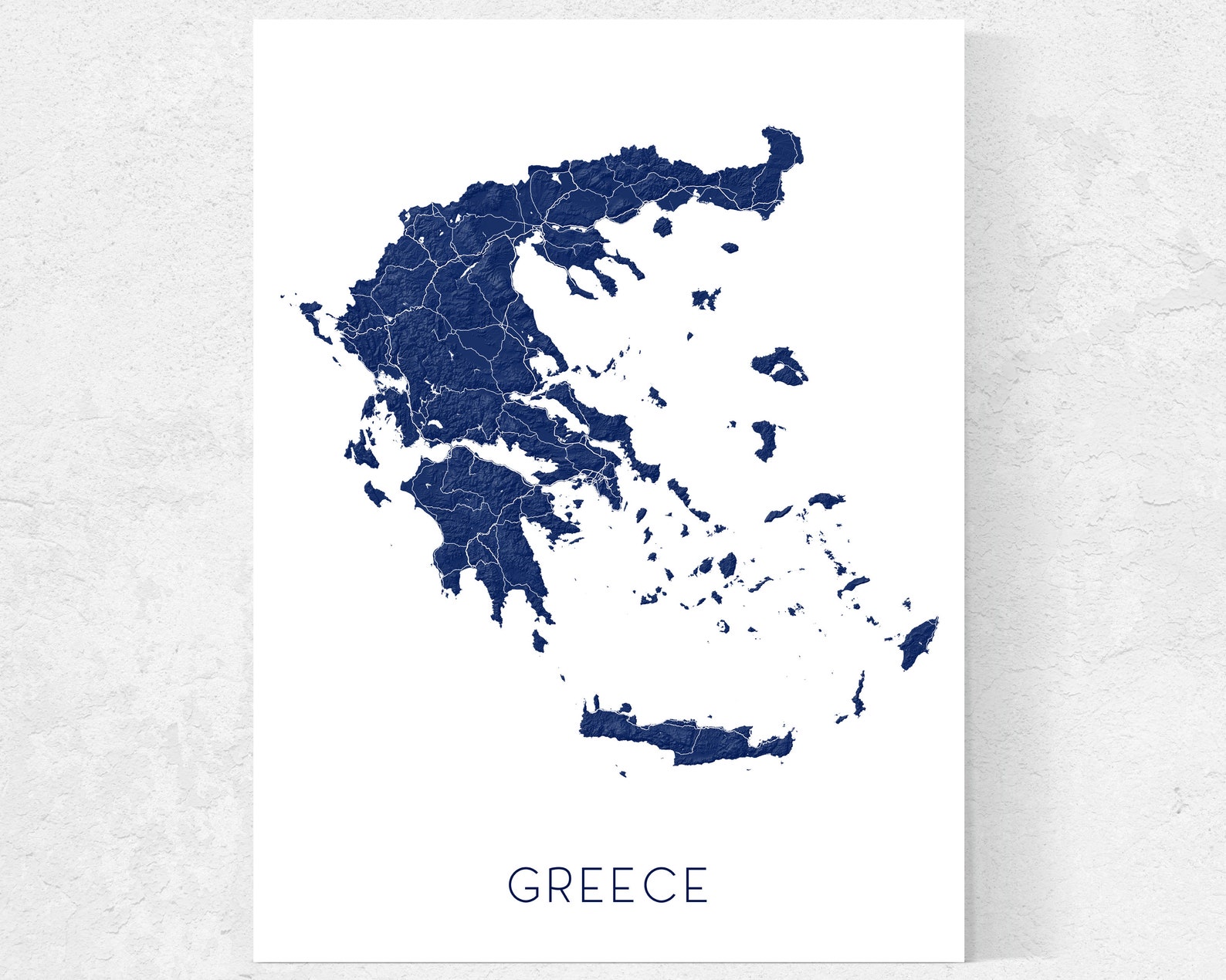 Greece Map of Greece and Islands Greece Art Print Greek Wall | Etsy