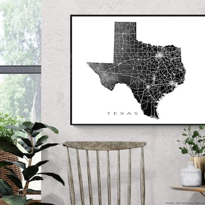 Texas Map, Texas Print, TX State Wall Art Print, Outline Map Poster ...