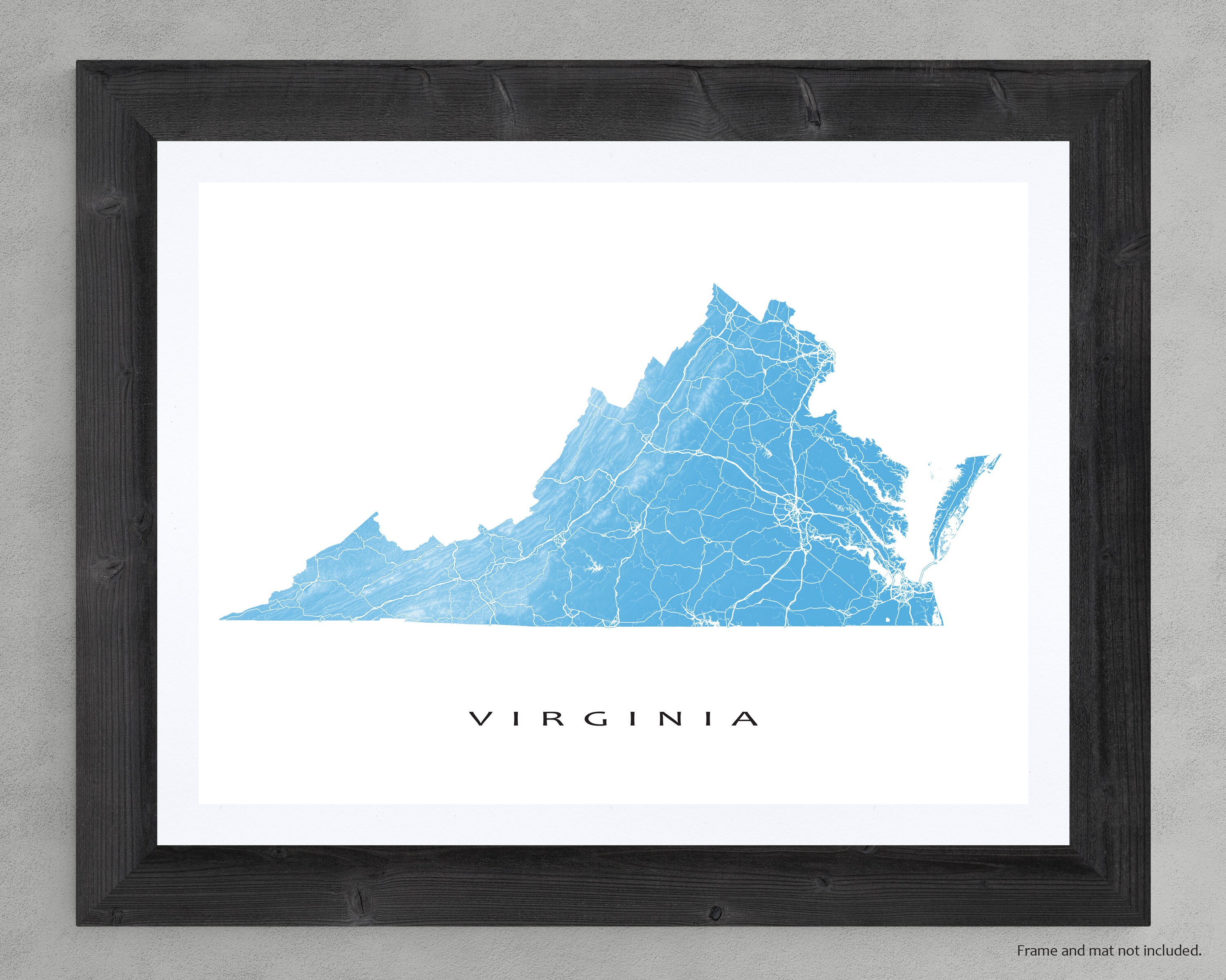 Virginia Map Virginia Art Print USA State Outline VA Map - Etsy