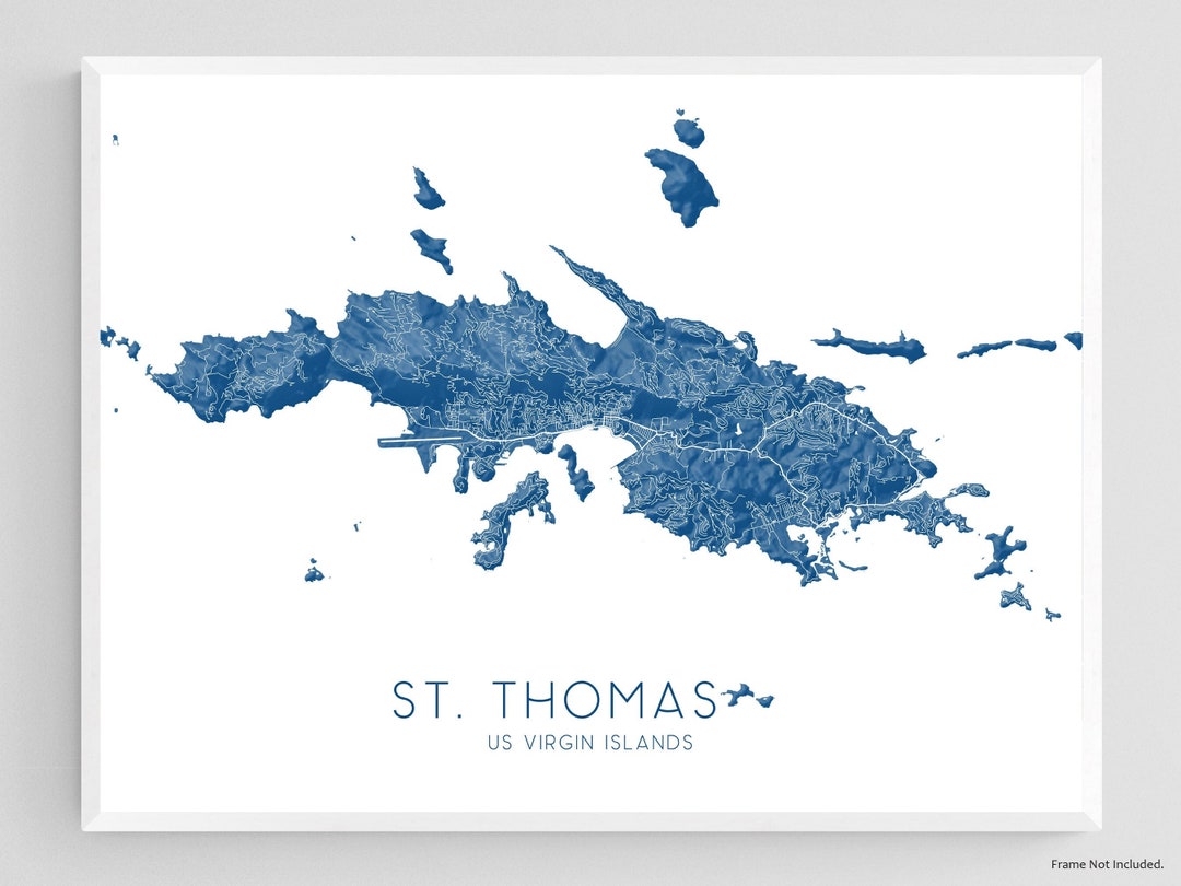 St Thomas Map of Saint Thomas US Virgin Islands Wall Art - Etsy
