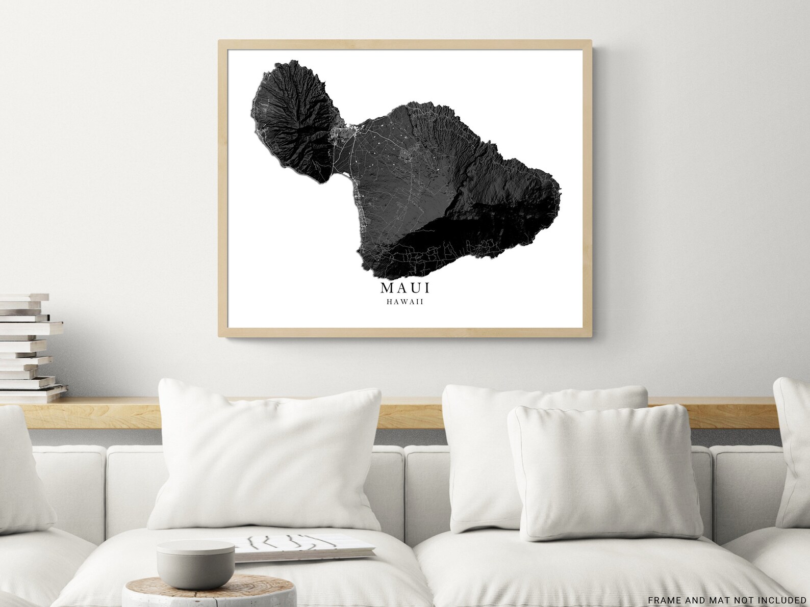 Maui Map Print Poster, Maui Hawaii Island Prints, Black and White ...