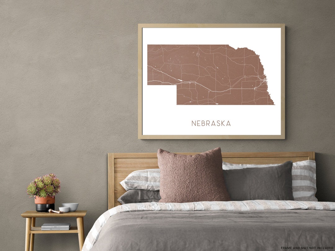 Nebraska Art Map of Nebraska State Wall Art Print Poster, 3D ...