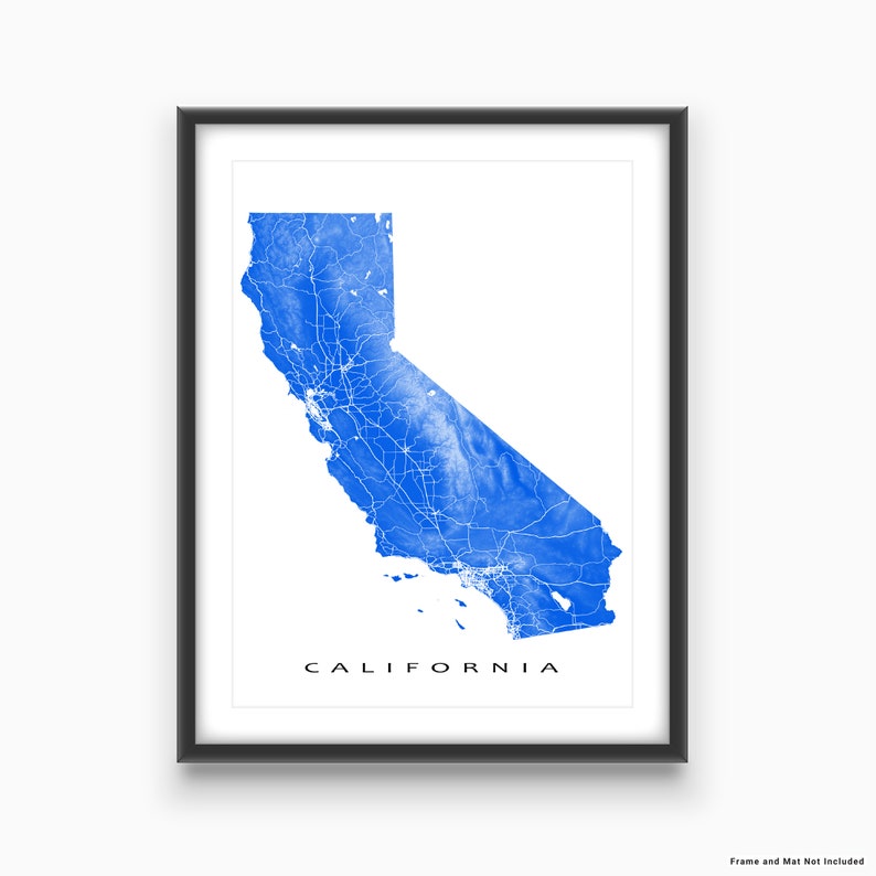 California Map Print CA State Wall Art Poster Landscape | Etsy