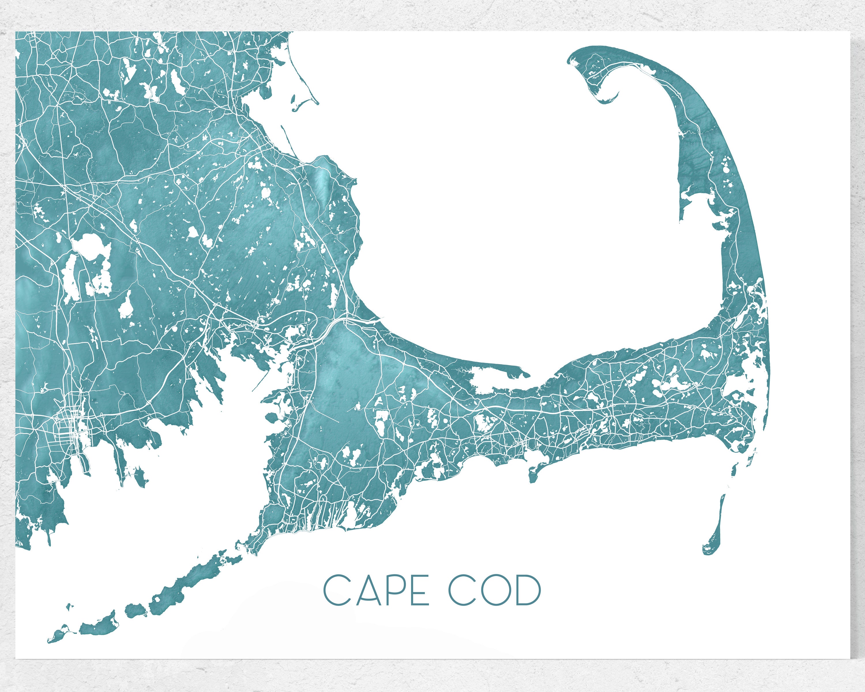 Cape Cod Map of Cape Cod Art Prints Turquoise Cape Cod Print | Etsy