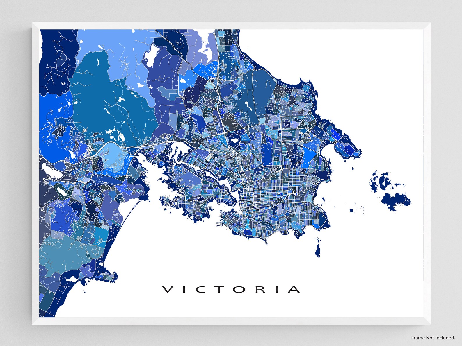 Victoria BC Map of Victoria Canada, Blue Geometric Victoria BC Art ...