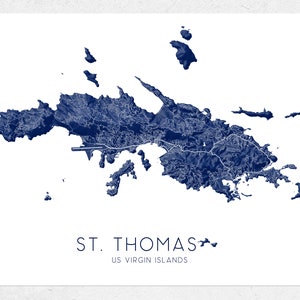 St Thomas Map Print and St Thomas USVI Map Poster for St | Etsy