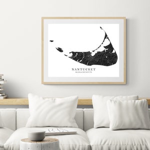 Nantucket Map Print Poster, Black and White Topographic Map of ...