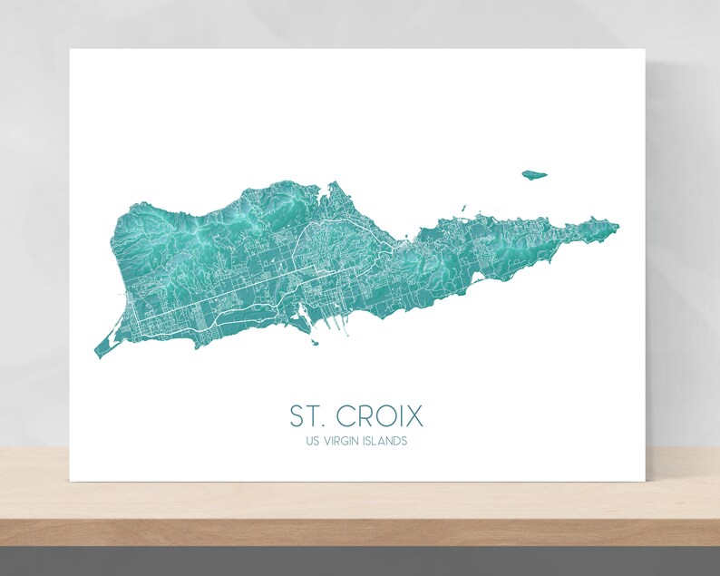 St Croix Map of St Croix USVI Print Tropical Island of St - Etsy