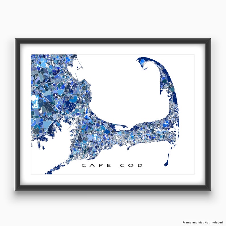 Cape Cod Art Cape Cod Massachusetts Map Print Provincetown | Etsy