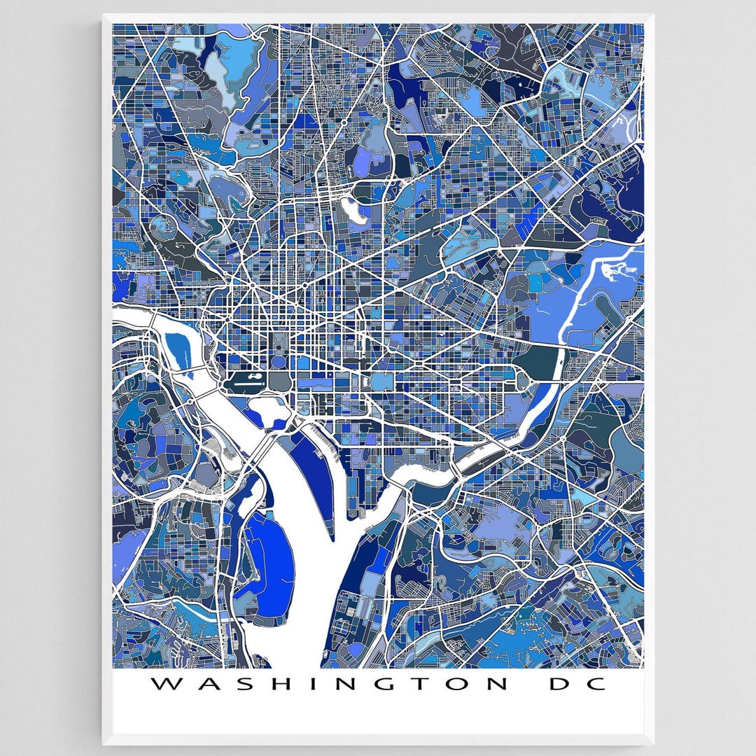 Washington DC Map Poster, District of Columbia, City Street Wall Art ...