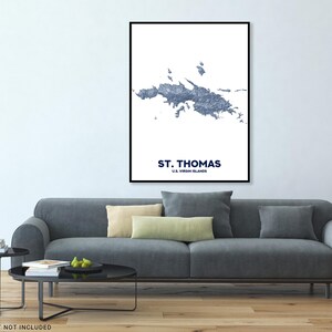St Thomas Map of Saint Thomas US Virgin Island Wall Art Print Poster ...
