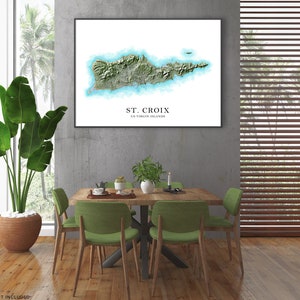 St Croix USVI Watercolor Style Wall Art Print Poster, Tropical Colorful ...