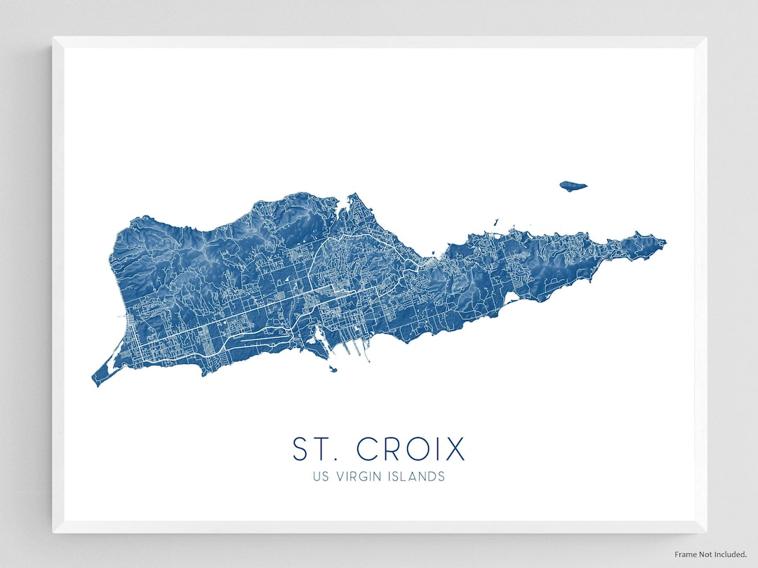 St Croix Map of Saint Croix US Virgin Islands Wall Art Print, 3D ...