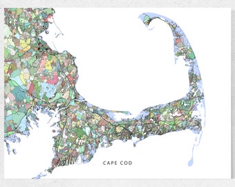 Cape Cod Map Print Massachusetts Wall Art Poster MA Decor | Etsy