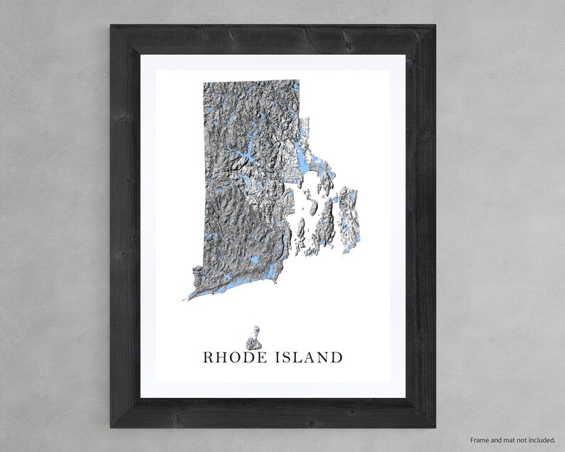 Rhode Island Map of Rhode Island Art Print Black and White - Etsy