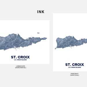 St Croix Map of Saint Croix US Virgin Islands Poster Print, Topographic ...