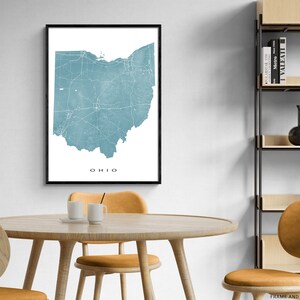 Ohio Map Art Poster and Ohio Art Prints, Ohio Wall Art Print, Map of ...