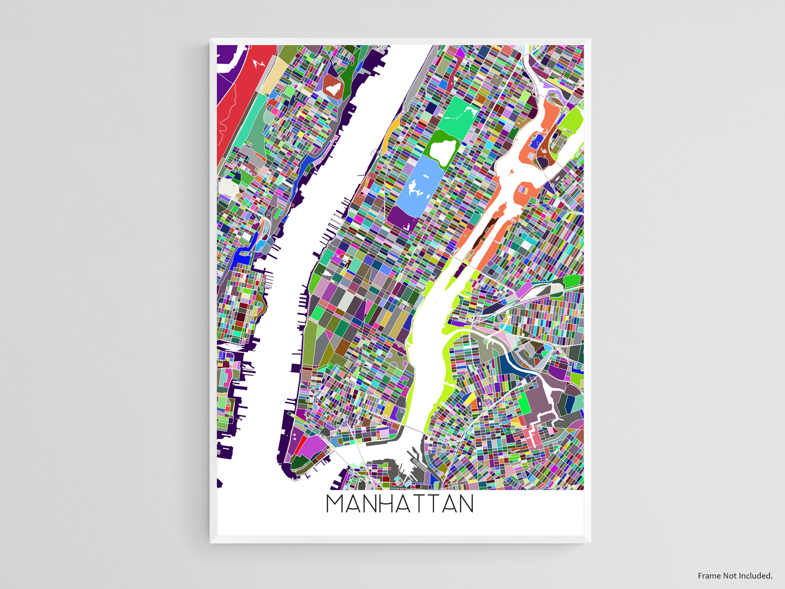 Manhattan New York City Street Map Print Colorful Geometric - Etsy