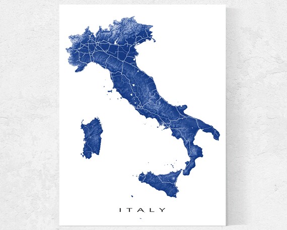 Italy Map Wall Art Print Italy Poster Italy Wall Decor | Etsy