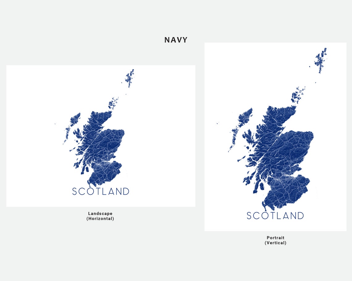 Scotland Map of Scotland Wall Art Print Poster, Topographic Landscape ...