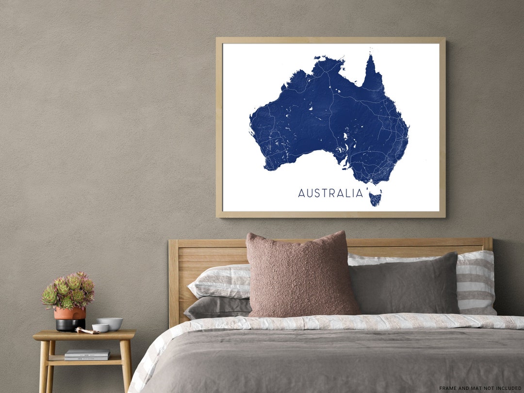 Australia Map Wall Art Print Poster, Topographic Country Map of ...