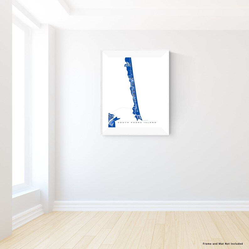 South Padre Island Map Print and Blue Geometric South Padre | Etsy