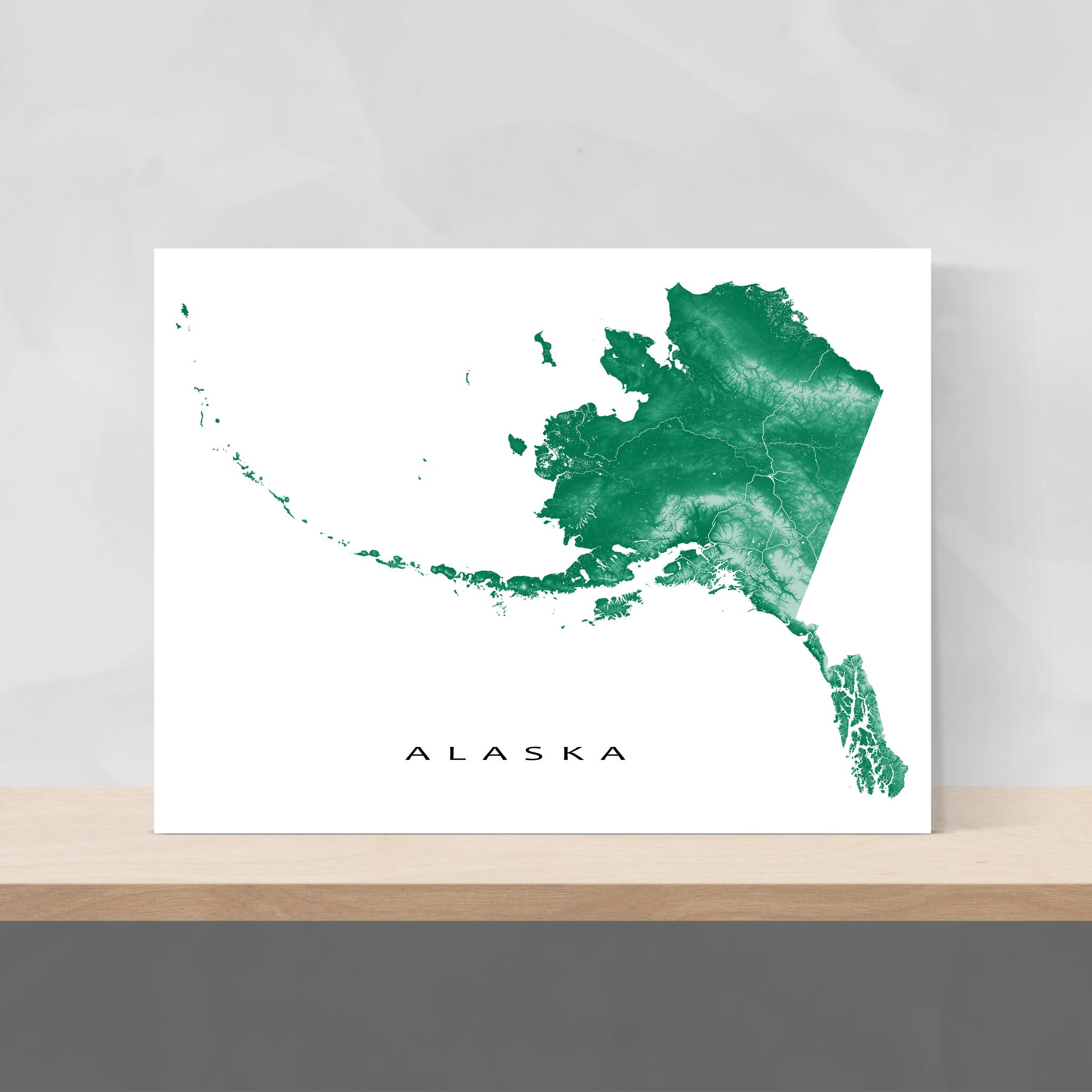 Alaska Map Art Print Alaska State State Outline Anchorage | Etsy