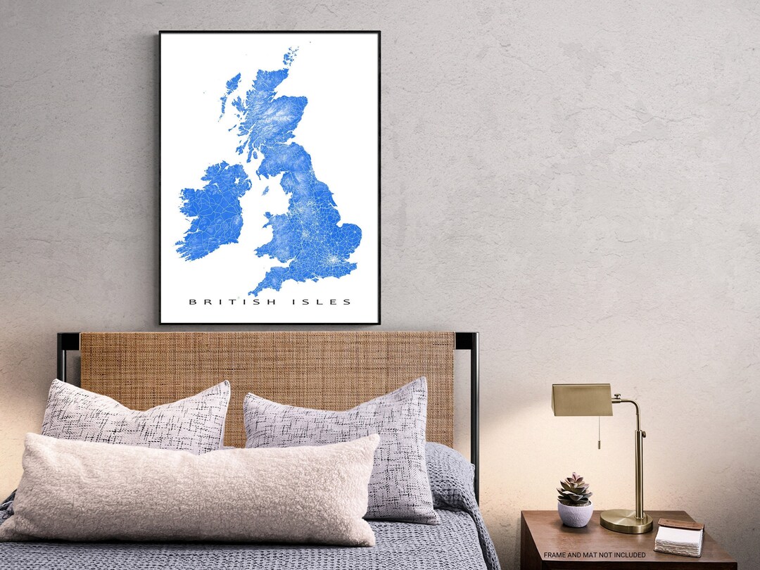 British Isles Map Art Print Poster, United Kingdom Map Prints, Ireland ...