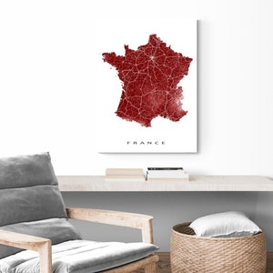 France Map Art, France Print, Europe Country Maps, Paris, Topographic ...