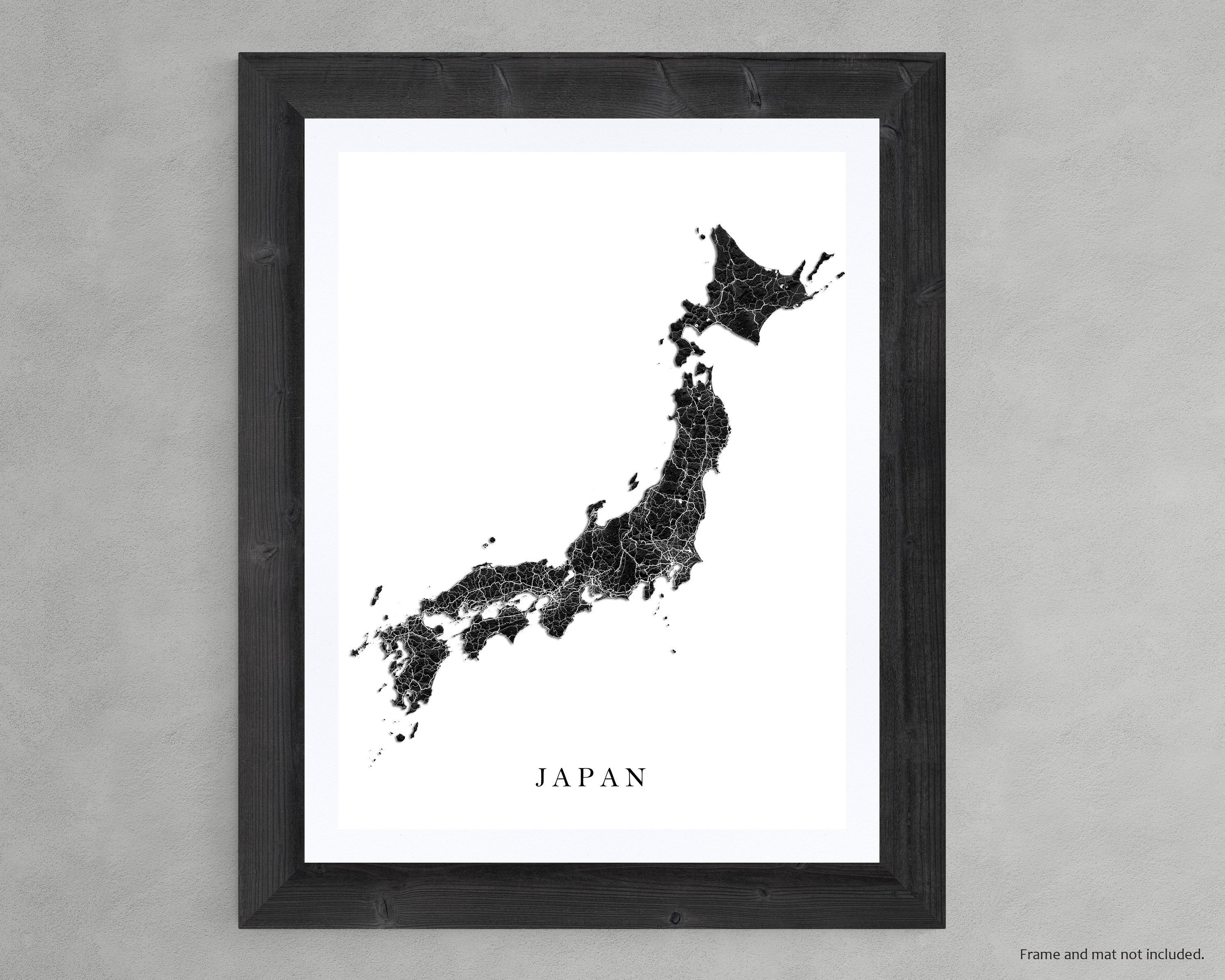 Japan Print Japan Map of Japan Wall Art Black and White - Etsy Canada