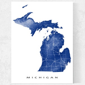 Michigan Map Poster and Map of Michigan State Wall Art Maps for ...
