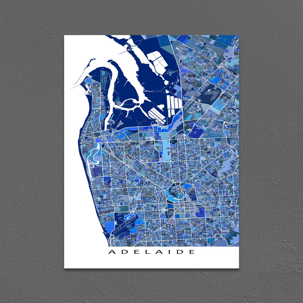 Adelaide Map Print Adelaide Australia Blue City Street Art | Etsy