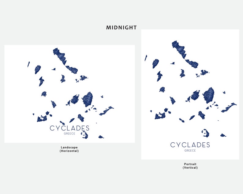 Cyclades Map of the Cyclades Islands, Cyclades Greece Art Print, Greek ...