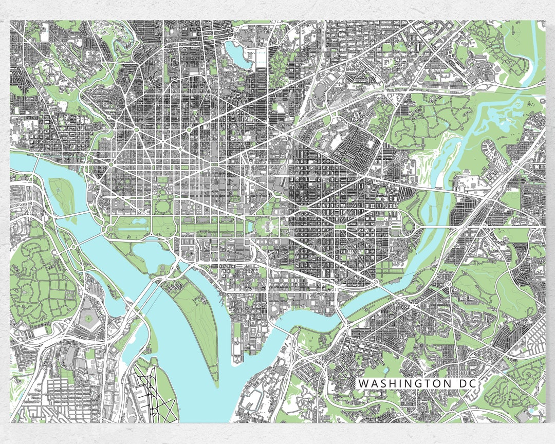 Póster del mapa de Washington DC e impresión de Washington DC - Etsy España