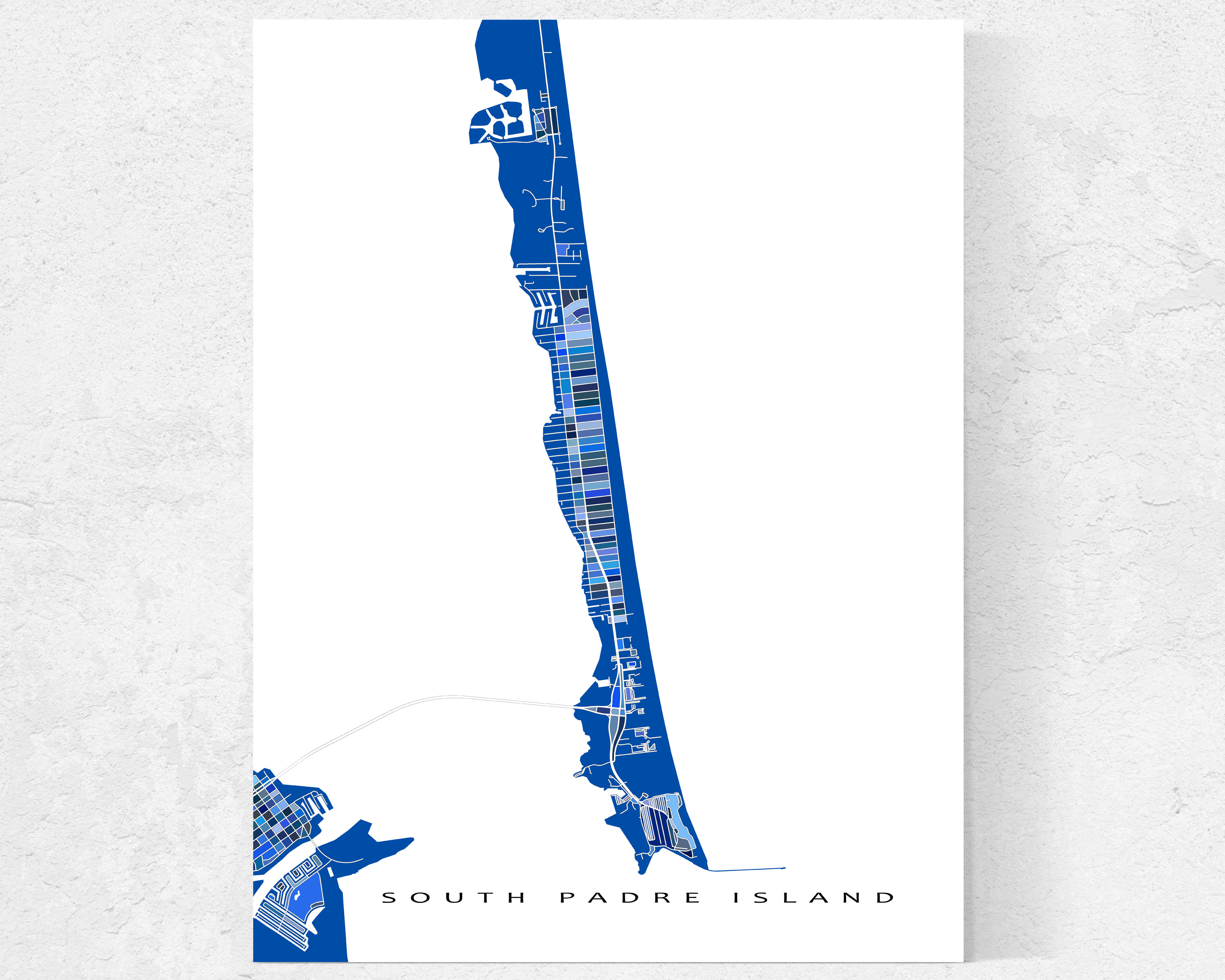 South Padre Island Map Print and Blue Geometric South Padre | Etsy