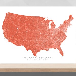 USA Map Poster United States Map Wall Art Print With US Roads - Etsy Canada