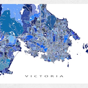 Victoria BC Map of Victoria Canada Blue Geometric Victoria BC | Etsy