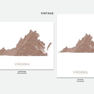 Virginia Topographic Map Art Print, State Landscape With Roads - Etsy