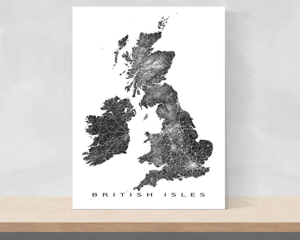 British Isles Map Art Print Poster United Kingdom Map Prints - Etsy